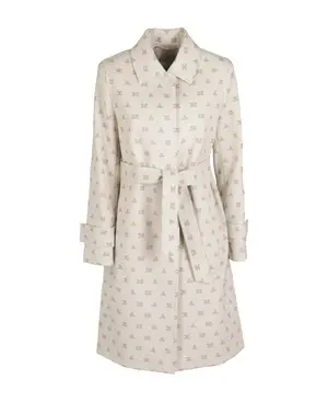 Max Mara Geometric Logo Print Belted Windbreaker