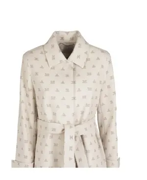 Max Mara Geometric Logo Print Belted Windbreaker