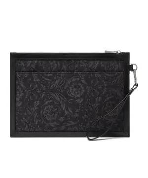 Versace Logo-embellished Zipped Clutch Bag