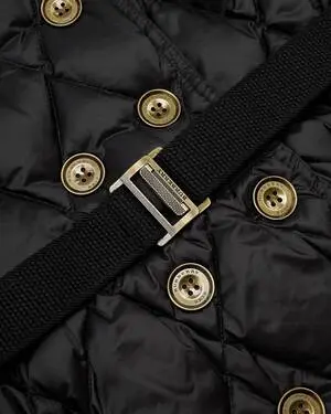 Burberry Quilted Hooded Down Jacket With Fox Fur Trim - Black