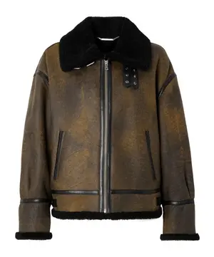 Nour Hammour Portia Shearling Lined Leather Jacket - Black