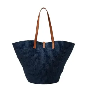 Saint Laurent Monogram Raffia Tote Bag