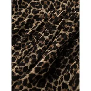 Saint Laurent Leopard Print Long-sleeved Dress - Black