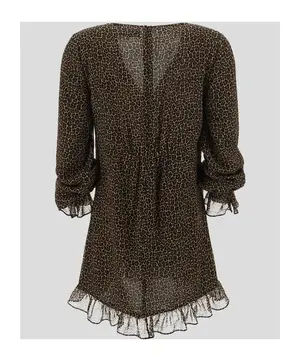 Saint Laurent Leopard Print Long-sleeved Dress - No