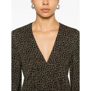 Saint Laurent Leopard Print Long-sleeved Dress - No