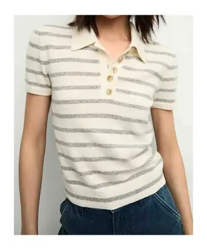 Veronica Beard Brandt Striped Polo Top