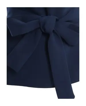 P.a.r.o.s.h V-neck Belted Top With Logo Detail - Blue