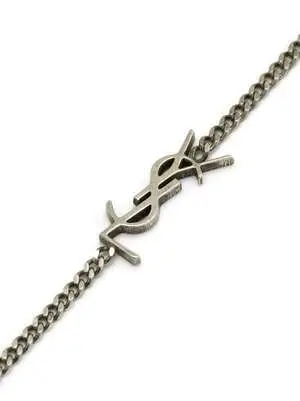 Saint Laurent Monogram Crystal Chain Bracelet - Gray