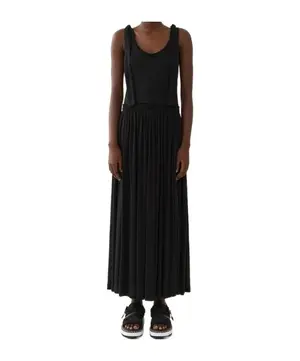 Chloé Sleeveless Maxi Dress With Knotted Straps And Pleated Skirt