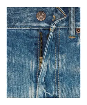 Celine Electric Sky Wash Denim Skate Shorts