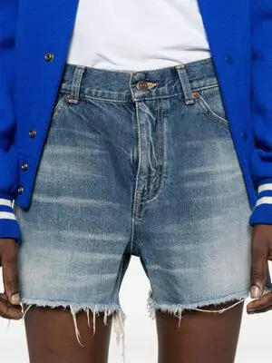Celine Electric Sky Wash Denim Skate Shorts