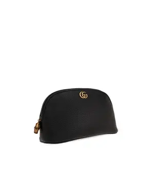 Gucci Logo Plaque Makeup Bag With Bamboo Handle