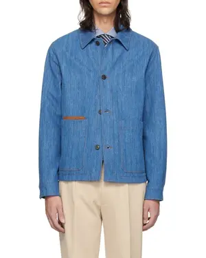 Zegna Button Denim Jacket - Blue