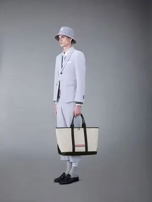 Thom Browne Medium Rwb Stripe Top Handle Bag - Black