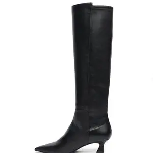 STUART WEITZMAN 5050 Vinnie Pointed Toe Sculpted Heel Knee-high Boots - Black