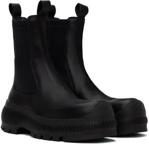 JIL SANDER Chelsea Boots With Elastic Sides And Lug Sole - Black