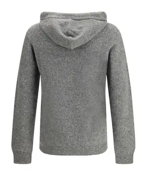 ROBERTO COLLINA Hooded Wool Sweater With Drawstring And Rib Knit Trim