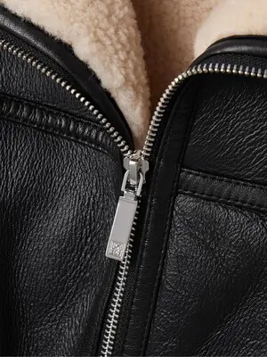 TOTEME Signature Zip-up Leather Jacket - Black