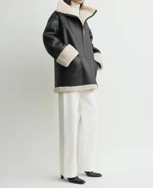 TOTEME Signature Zip-up Leather Jacket - Black