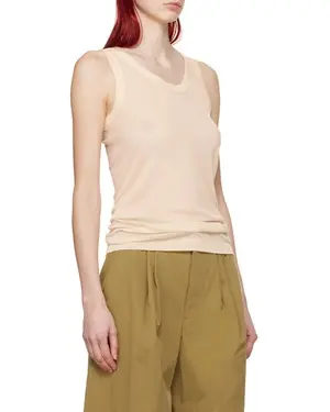 LEMAIRE Ribbed Scoop Neck Tank Top - Light Powder