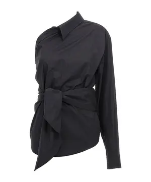 Moschino Asymmetric One-shoulder Shirt With Knotted Waist