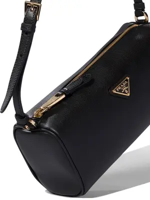 Prada Logo Plaque Zipped Shoulder Bag