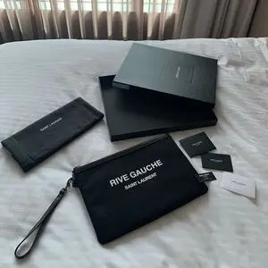 Saint Laurent Rive Gauche Zipped Pouch - Black