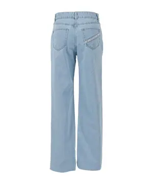 Elisabetta Franchi Organza Detailed Distressed Palazzo Jeans - Destroyed Denim