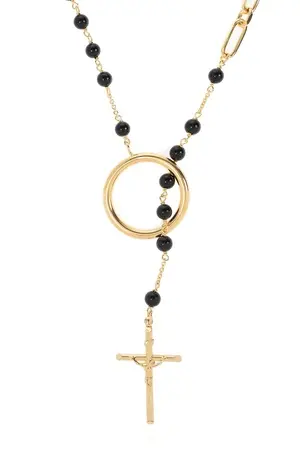 Dolce & Gabbana Rosary Necklace With Cross Pendant