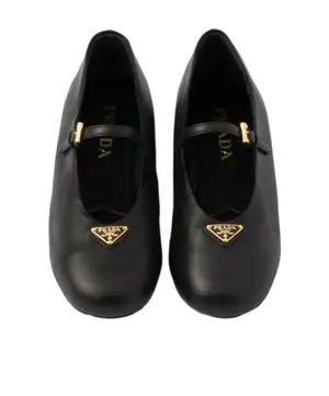 Prada Logo Detailed Round-toe Ballerina Flats