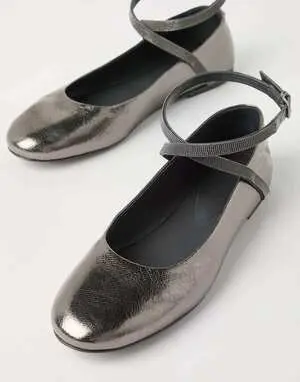 Brunello Cucinelli Metallic-effect Ballet Flats