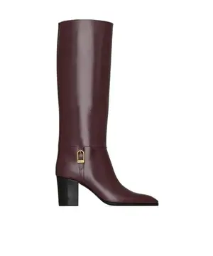 Saint Laurent Julia Square Toe Boots - Red