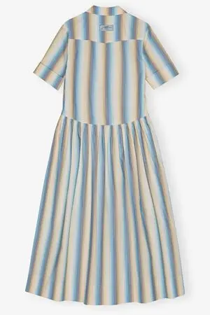 GANNI Ombre Striped Maxi Shirt Dress