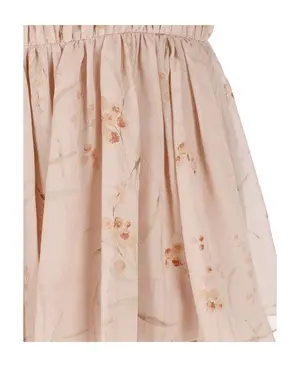 Celine Short Silk Georgette Dress With Mimosa Branch Print