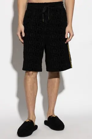 Versace Textured Logo Drawstring Shorts