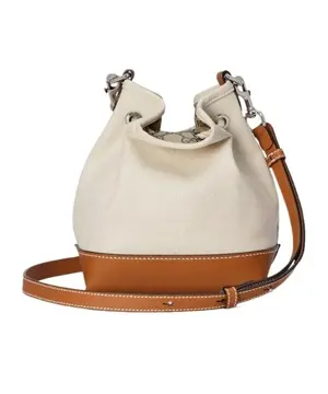 Gucci Logo Print Leather Trimmed Bucket Bag