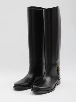 Saint Laurent Julia Logo Engraved Boots - Black