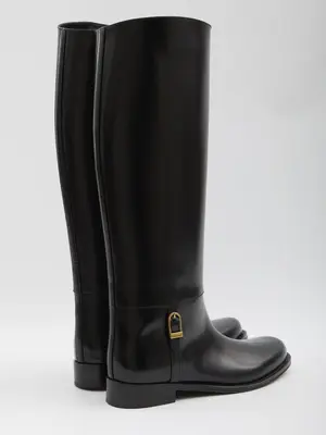 Saint Laurent Julia Logo Engraved Boots - Black