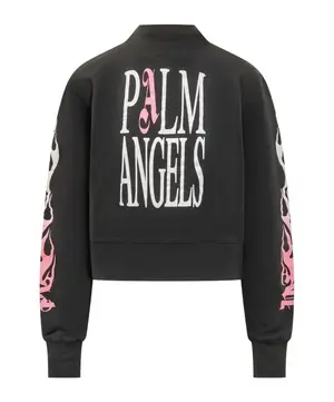 Palm Angels Logo Printed Crewneck Sweatshirt - Black
