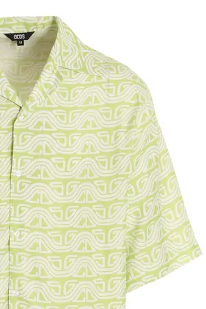 Gcds Waved Logo Printed Buttoned Shirt - Yellow