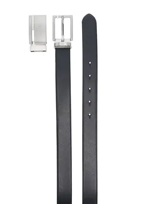 Emporio Armani Logo Engraved Buckled Belt - Black