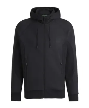 Hugo Boss Full Zip Hoodie With Drawstring Hood - Navy