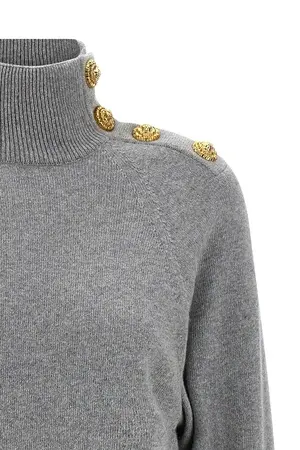 Balmain Turtleneck Knitted Jumper With Button Detail