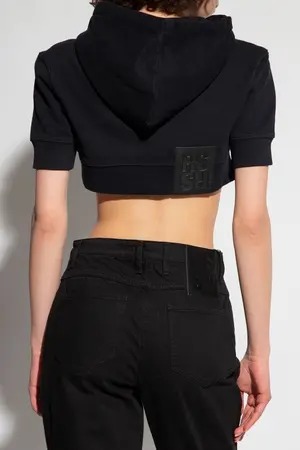 Raf Simons Cropped Short Sleeve Hoodie - Black