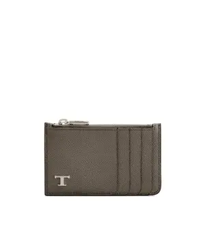 TOD'S Logo-plaque Zip-fastening Cardholder - Grey
