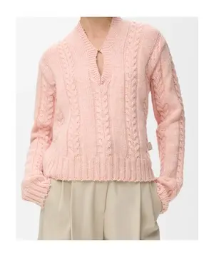 Loewe V-neck Knitted Jumper - Pink