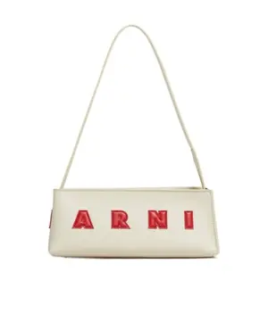 Marni Logo Detailed Zipped Shoulder Bag - Ivory/lacquer Ware
