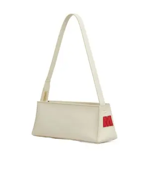 Marni Logo Detailed Zipped Shoulder Bag - Ivory/lacquer Ware