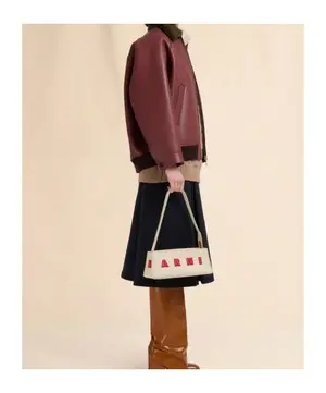 Marni Logo Detailed Zipped Shoulder Bag - Ivory/lacquer Ware