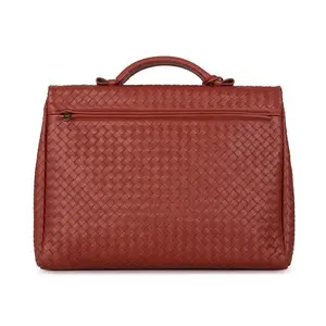 Bottega Veneta Intrecciato Weaving Briefcase - Brown